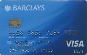 Tarjeta de Banco: Barclays Visa Debit (Barclays Bank, Reino UnidoCol:GB ...