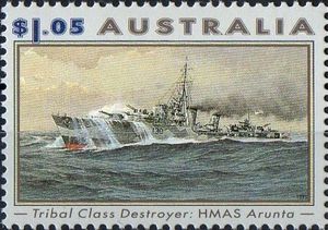 Stamp: Tribal Class Destroyer - HMAS Arunta (Australia(World War II ...