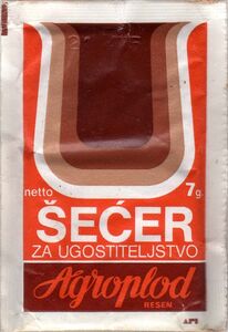 Sugar Packet: Agroplod (Yugoslavia(Food Industry) Col:YU-N-000202 🍬