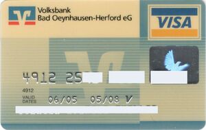 Bank Card: Volksbank Bad Oeynhausen-Herforf VISA 12-04 (WGZ-Bank ...