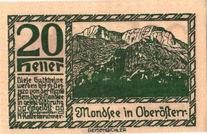 Banknote: 20 Heller (Austrian Notgeld(Mondsee) Jak:JPR0626g1-20