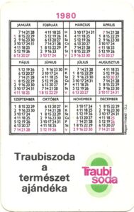 Calendario de Bolsillo: Traubi Soda (Hungría(Drink) Col:HU-1980-Adv-001.08