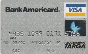 Bank Card: Bank Americard (Banca d'America e d'Italia, ItalyCol:IT-VI-0098