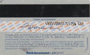 Bank Card: Bank Americard (Banca d'America e d'Italia, ItalyCol:IT-VI-0098