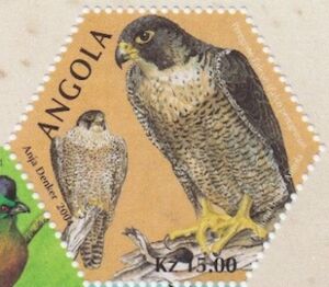 Stamp: Peregrine Falcon - National Bird of Angola (Angola(First SAPOA ...