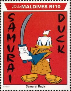 Stamp: Samurai Duck - Donald as Samurai, Japan (Maldives) (Disney ...