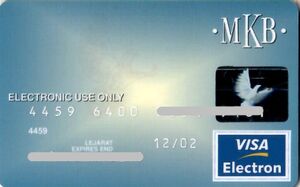 Bank Card: MKB Visa Electron (MKB Bank, Hungary) Col:HU-VE-0032