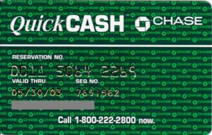 Bank Card: Quick Cash (JPMorgan Chase Bank, United States of AmericaCol ...
