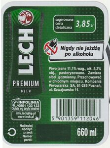 Drink Label: Lech Premium Beer (Lech Browary Wielkopolski, PolandCol:PL ...