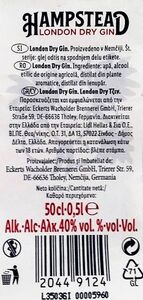 Drink Label: Hampstead London Dry Gin (Eckerts Wacholder Brennerei GmbH ...
