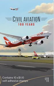 Stamp: QANTAS Aircraft in Centennial Livery (Australia(Centenary of ...