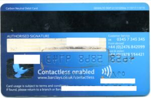 Bank Card: Barclays Visa Debit (Barclays Bank, United Kingdom of Great ...
