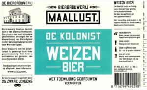 Drink Label: Maallust De Kolonist Weizen (Brouwerij Maallust ...