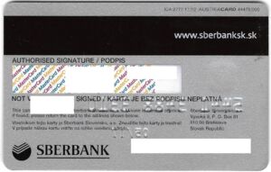 Bank Card: Sberbank (Sberbank, SlovakiaCol:SK-MC-0116.02