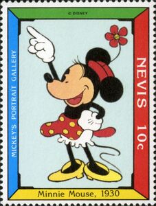 Stamp: Minnie Mouse, 1930 (Nevis(Mickey's Portrait Gallery) Mi:KN-N 689 ...