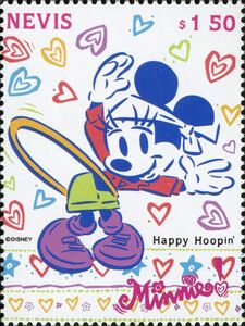 Stamp: Minnie Mouse hula hooping (Nevis(Sports and Pastimes - Walt ...
