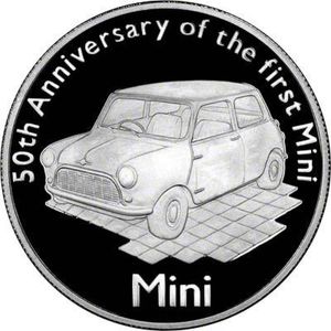 Coin: 5 Pounds (50th Aniversary of the Mini) (Alderney(2009 - 50th ...