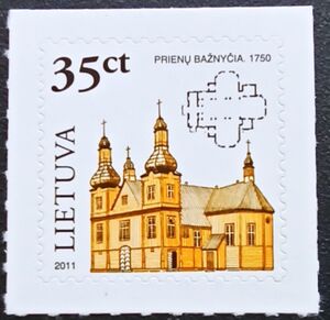 Stamp: Church of Prienai 1750 (Lithuania(Definitives - Wooden Churches ...