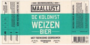 Drink Label: Maallust De Kolonist Weizen (Brouwerij Maallust ...