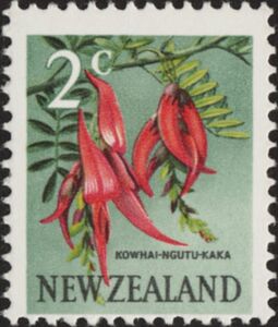 Stamp: Kowhi Ngutu-kaka (Clianthus puniceus) (New Zealand(Pictorial ...