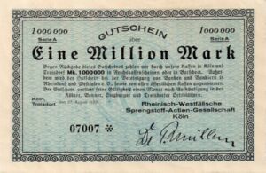 Banknote: 1 Million Mark (Rheinland(Köln) Kel:2700b.1