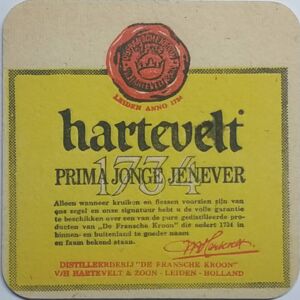Beer Coaster: Hartevelt (Distilleerderij "De Fransche Kroon ...