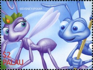 Stamp: Princess Atta and Flik (Palau(Disney/Pizar's "A Bug's Life") Mi ...