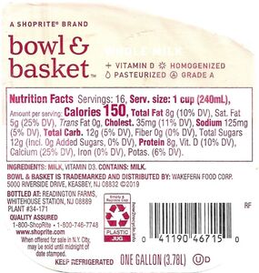 Drink Label: Shoprite Bowl & Basket (Wakefern Food Corp., United States ...