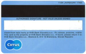 Bank Card: HVB Bank (HVB Bank, SlovakiaCol:SK-MS-0079