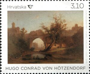 Stamp: "Landscape" by Hugo Conrad von Hötzendorf (Croatia(Art ...
