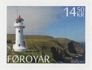 Stamp: Akraberg Lighthouse (Faroe Islands(Faroese Lighthouses) Mi:FO ...