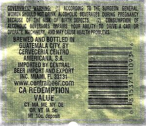 Drink Label: Famosa Lager (Cervecería Centroamericana, S.A ...