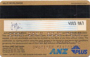 Bank Card: Bank Anz (Anz, Indonesia) Col:ID-VI-0095
