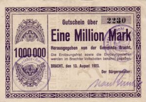 Banknote: 1 Million Mark (German Notgeld(Bracht) Kel:545e