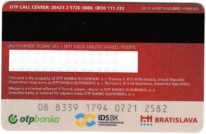 Bank Card: Bratislavská Mestská Karta - OTP banka (OTP banka, SlovakiaCol:SK-MS-0096.02