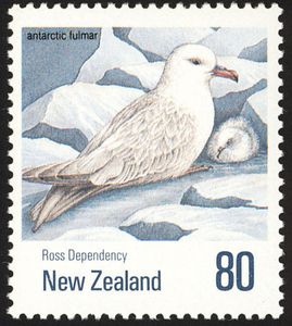 Stamp: Antarctic Fulmar (Fulmarus glacialoides) (New Zealand(Antarctic ...