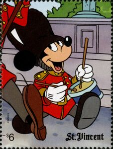 Stamp: Mickey Mouse as Grenadier Guards Drummer (Saint Vincent & The ...