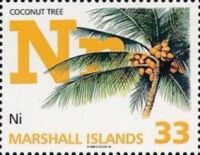 Stamp: "N" - Ni, Coconut Tree (Marshall Islands(Marshallese Language ...