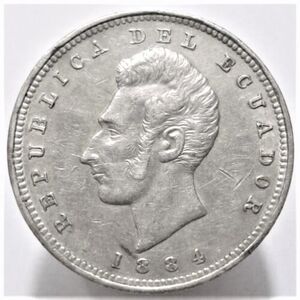 Moneda: 1 Sucre (Heaton) (Ecuador(1884~1898 - Sucre (Silver Standard ...