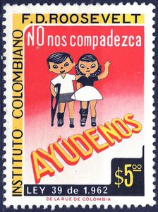 Stamp: Columbian Institute F.D. Roosevelt (Colombia: Cinderella Stamps ...