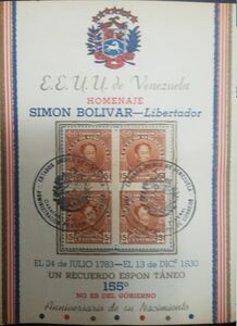 Filatelistisk produkt: Simón Bolívar - Anniversary Death of (Venezuela(Simón Bolívar - Different ...