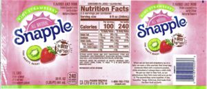 Drink Label: Snapple Kiwi Strawberry (Snapple Beverage Corp., United ...