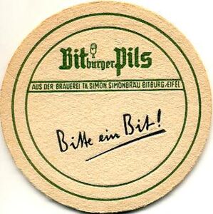 Beer Coaster: Bitburger (Bitburger Brauerei, Germany, Federal ...