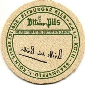 Beer Coaster: Bitburger (Bitburger Brauerei, Germany, Federal ...
