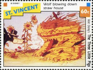 Stamp: The Wolf blowing down the Straw House (Saint Vincent and The ...