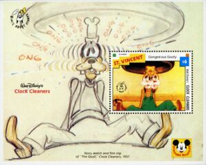 Stamp: Story sketch and film clip of ´The Goof´, Clock Cleaners (Saint ...