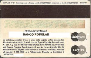 Bank Card: Banco Popular Cash (Banco Popular, Dominican RepublicCol:DO ...