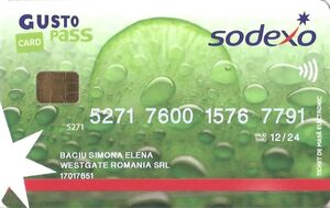 Bank Card: Sodexo Gusto Pass (Sodexo, RomaniaCol:RO-MC-0322.04 💳