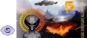 Banknote: 5 Credits (Fantasy Issues(Alien) Col:EAR-3