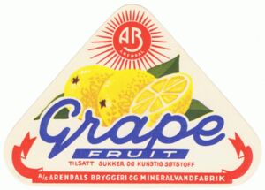 Drink Label: Grape fruit (Arendal Bryggeri, NorwayCol:NO-SODA-000050